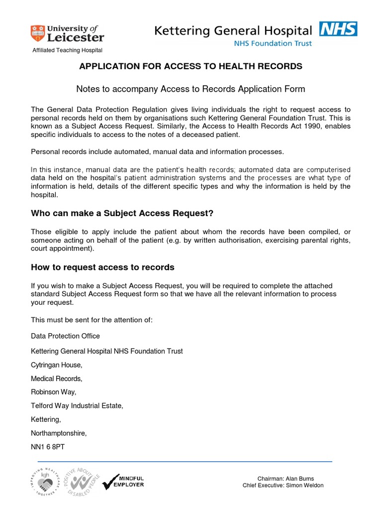 Access To Health Records Form 2018 | PDF | Identity Document ...