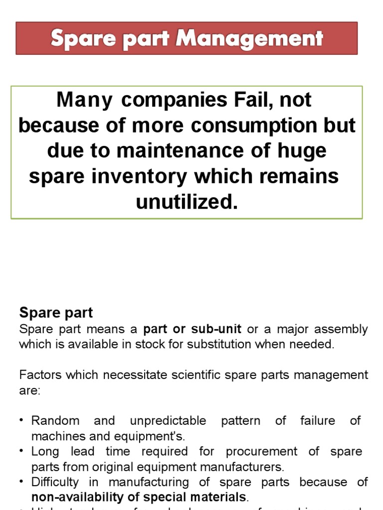 Effective Spare Parts Management Guide | PDF | Inventory | Retail