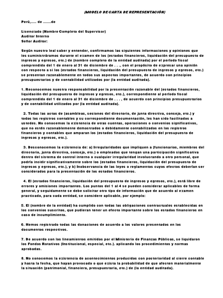 2 Modelos de Carta de Representación | PDF | Estado financiero ...