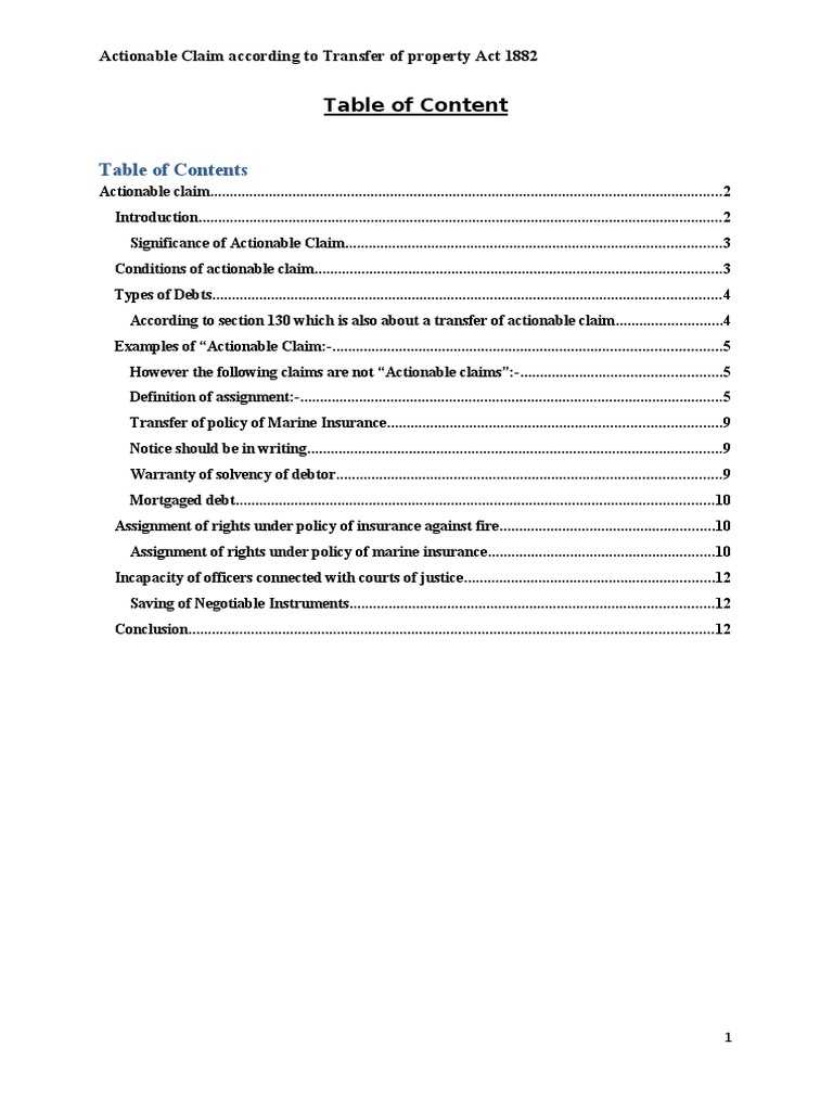 Actionable Claim | PDF | Assignment (Law) | Mortgage Law