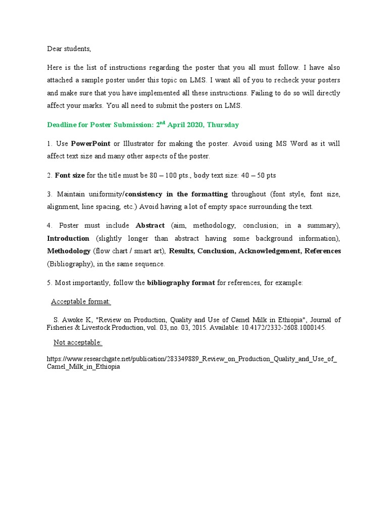 Deadline For Poster Submission: 2 April 2020, Thursday | PDF | Poster