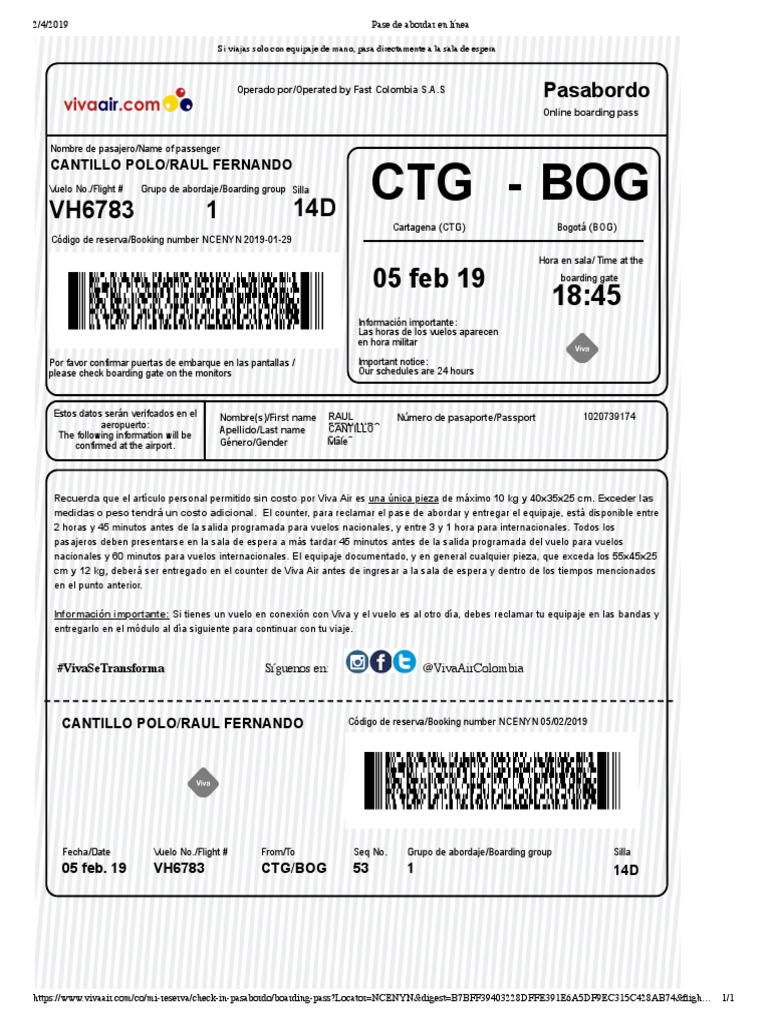 Check in Viva Air PDF | PDF | Aviación