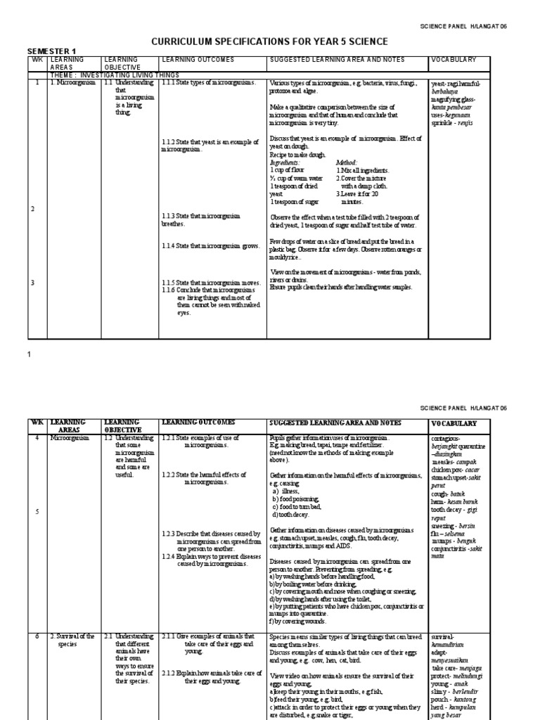 Yr5 Science Specification 2007 | PDF | Series And Parallel Circuits | Fruit