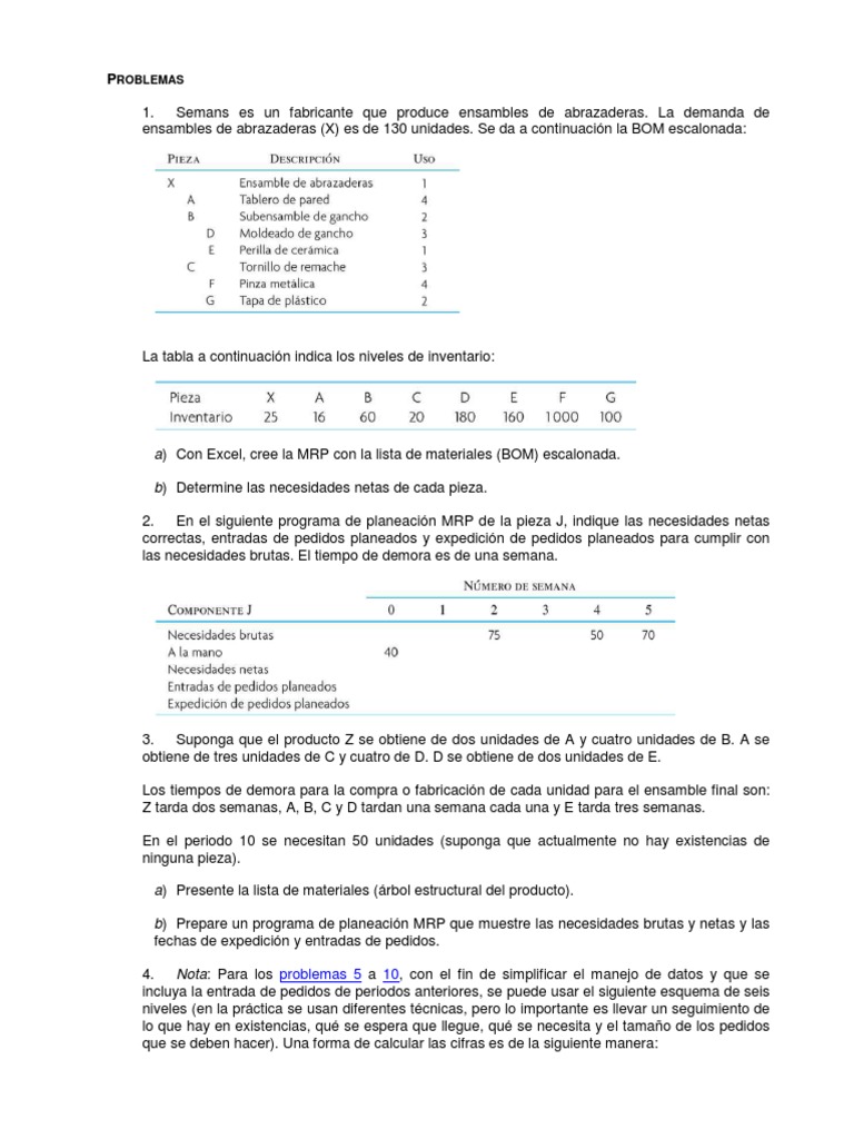 Planificación MRP y Listas de Materiales | PDF | Inventario | Informática y tecnología de la ...