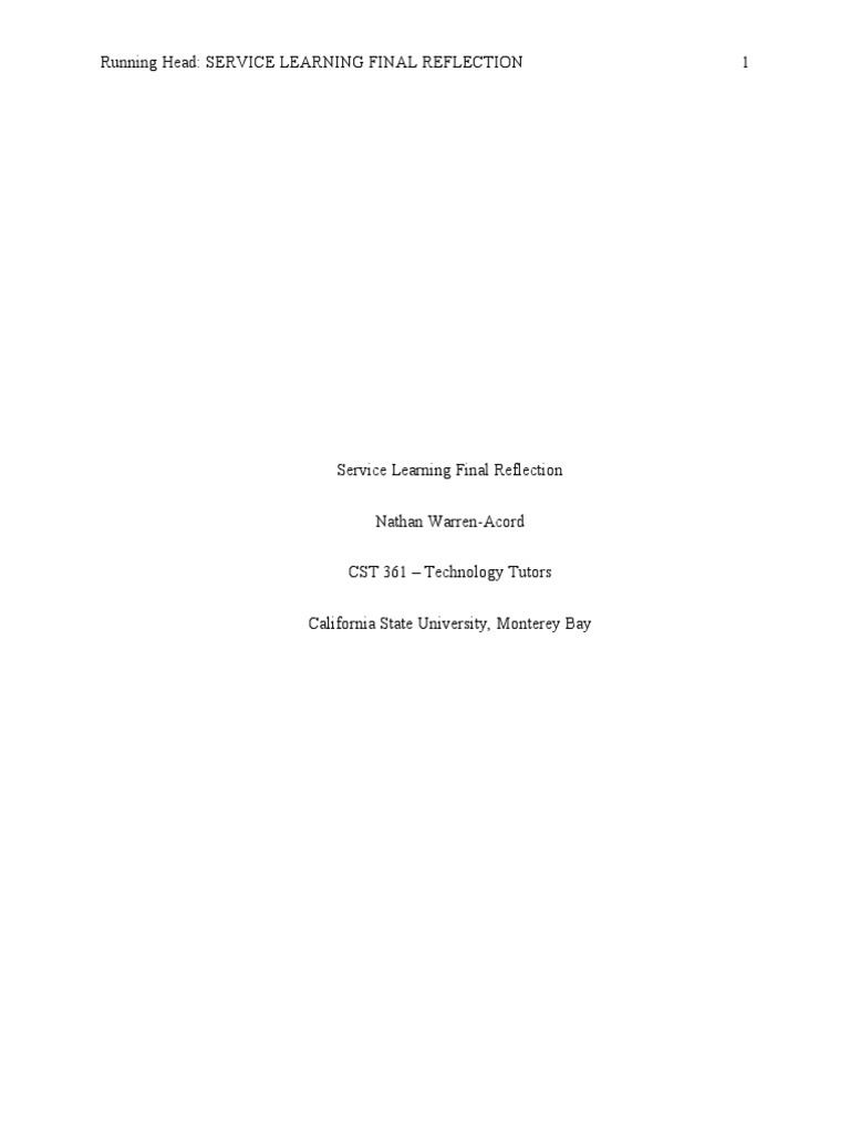 CST 361 - Service Learning Final Reflection - Nathan Warren-Acord | PDF | Service Learning ...