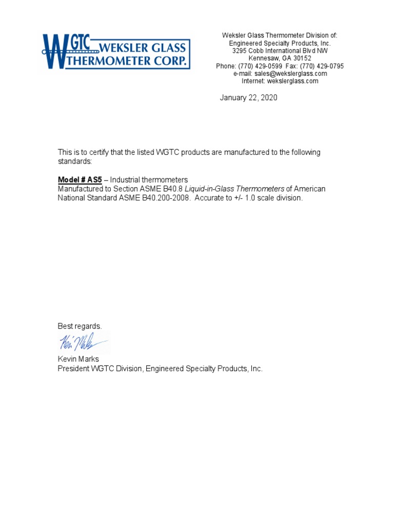 Asme B40.200 As5 Termometros | PDF