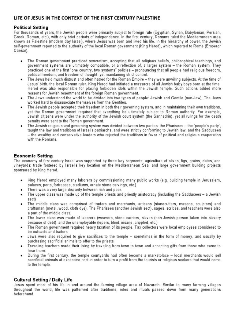 Jesus in 1st Century Palestine | PDF | Synagogue | Jews