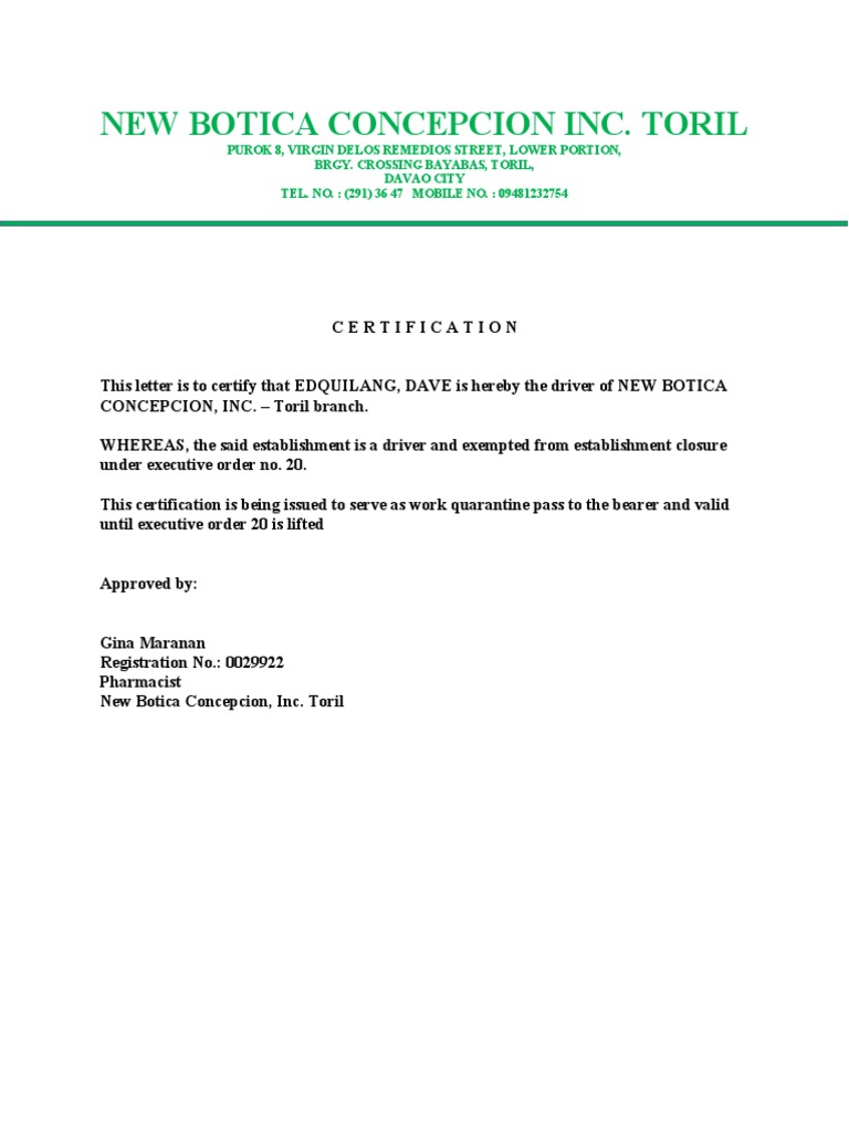 New Botica Concepcion Inc | PDF | Finance & Money Management