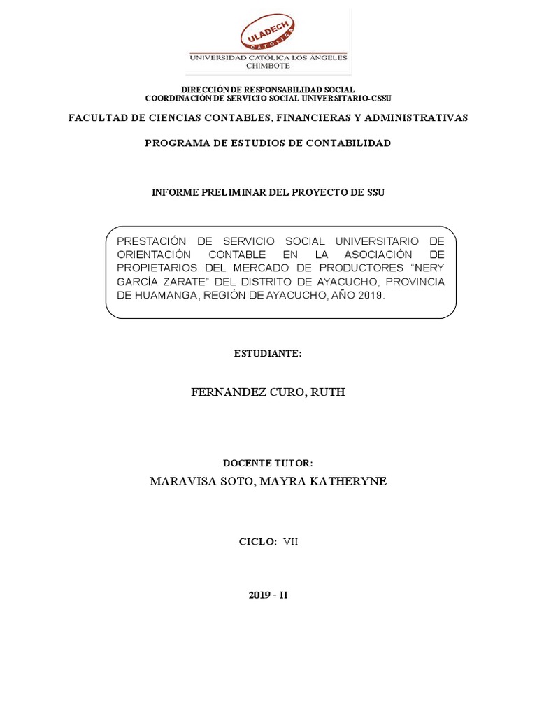 Formato Del Informe Preliminar - Fernandez Curo, Ruth | PDF ...