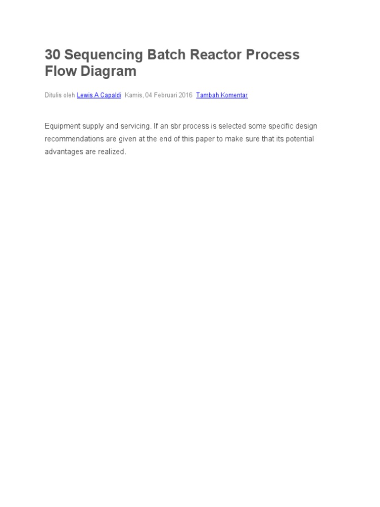 30 Sequencing Batch Reactor Process Flow Diagram | PDF | Sewage ...