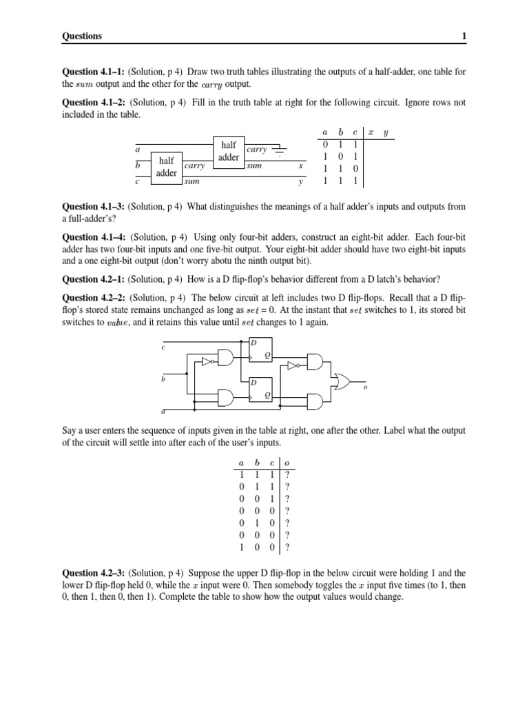 Carry Sum Sum Carry A B C X y | PDF | Digital Technology | Computer ...