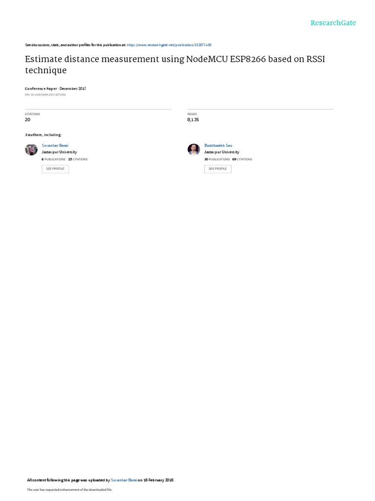 Estimate Distance Measurement Using Nodemcu Esp8266 Based On Rssi Technique | PDF | Errors And ...