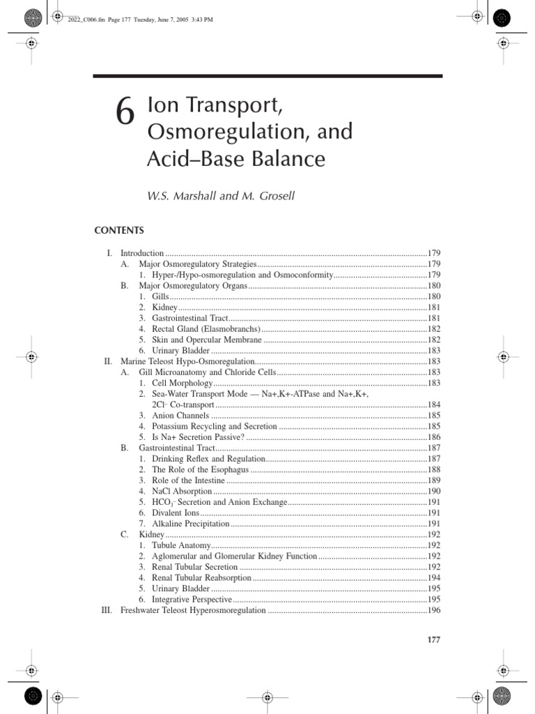 Osmoregulation and Ion Transport in Fishes | PDF | Kidney | Cell Membrane