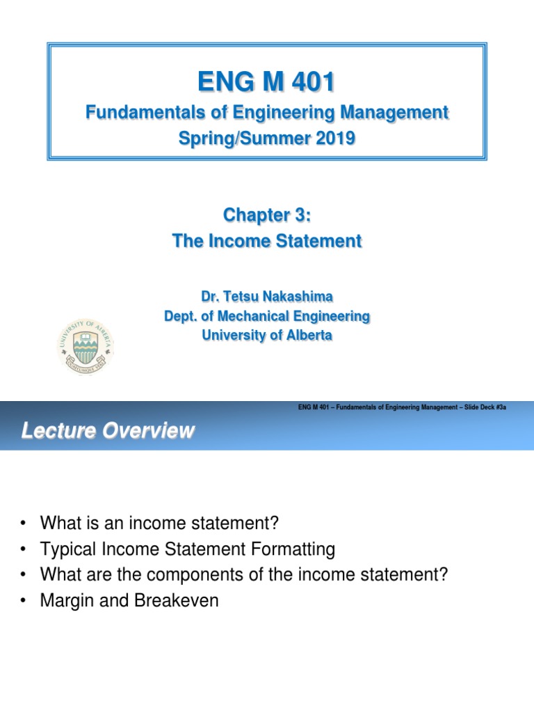 Income Statement Fundamentals in ENG M 401 | PDF | Net Income | Income ...