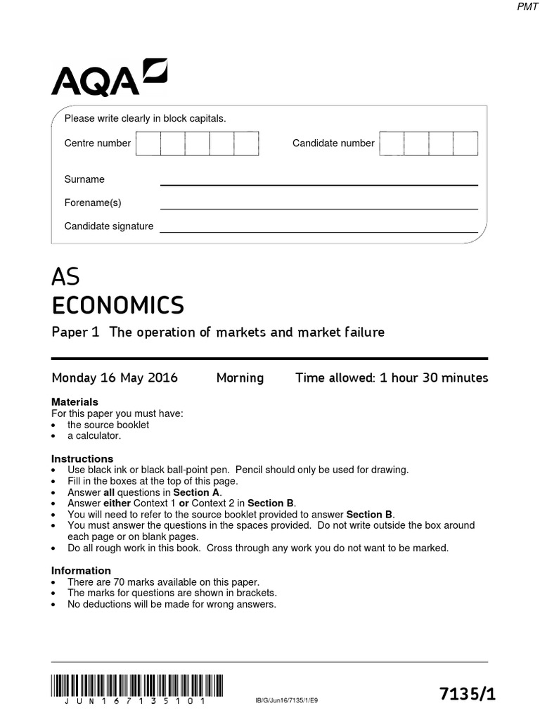June 2016 QP - Paper 1 AQA Economics AS-level PDF | PDF | Demand ...