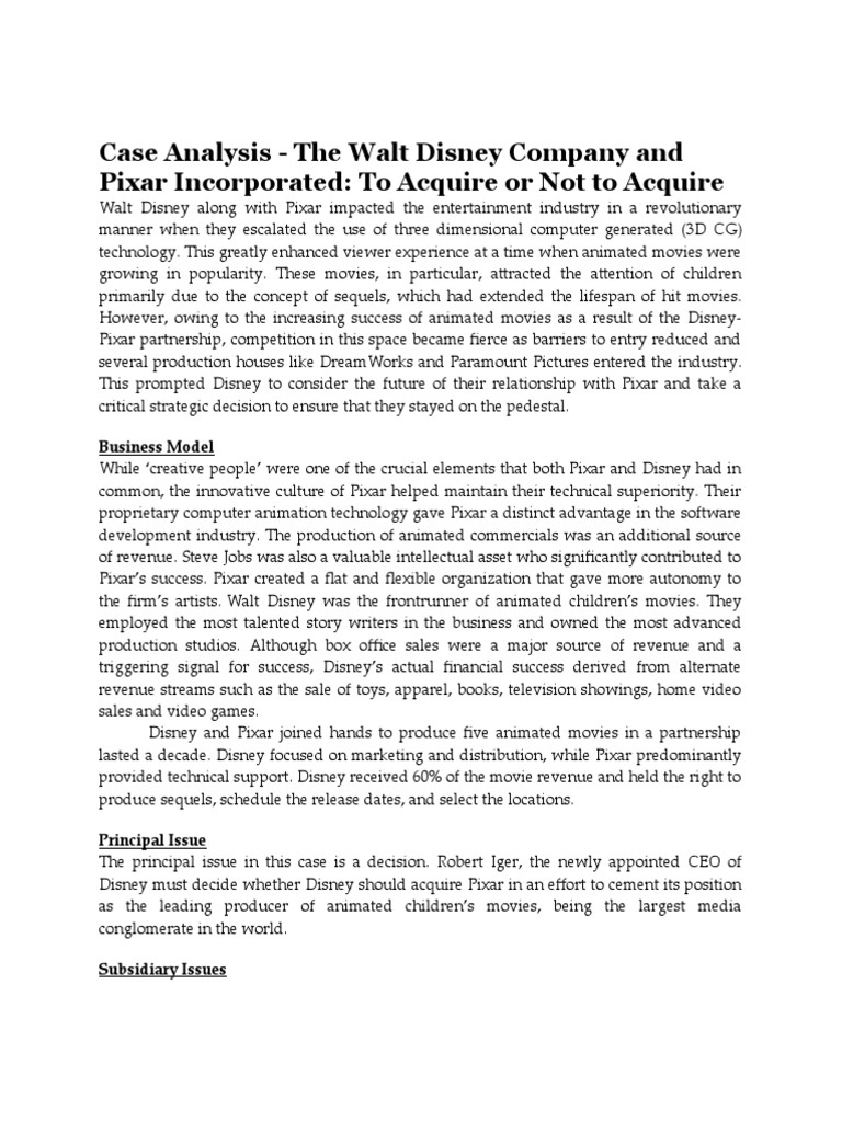 Walt Disney Case Study | PDF | Pixar | The Walt Disney Company