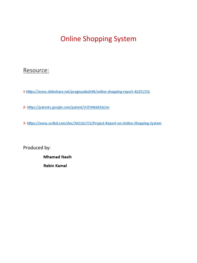 Online Shopping System: Resource | PDF