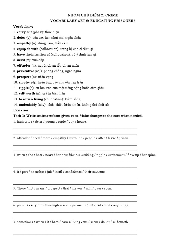 Vocabulary Set 5 - EDUCATING PRISONERS | Download Free PDF | Prison ...