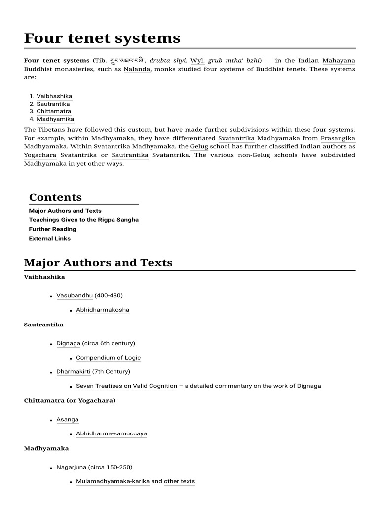 Buddhist Tenet System by Rigpa Wiki | PDF | Himalayan Buddhism ...