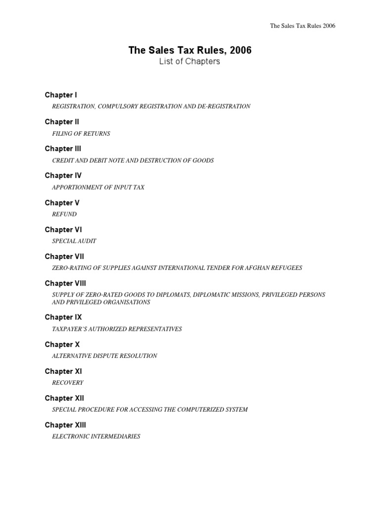 The Sales Tax Rules 2006 PDF Taxes Payments