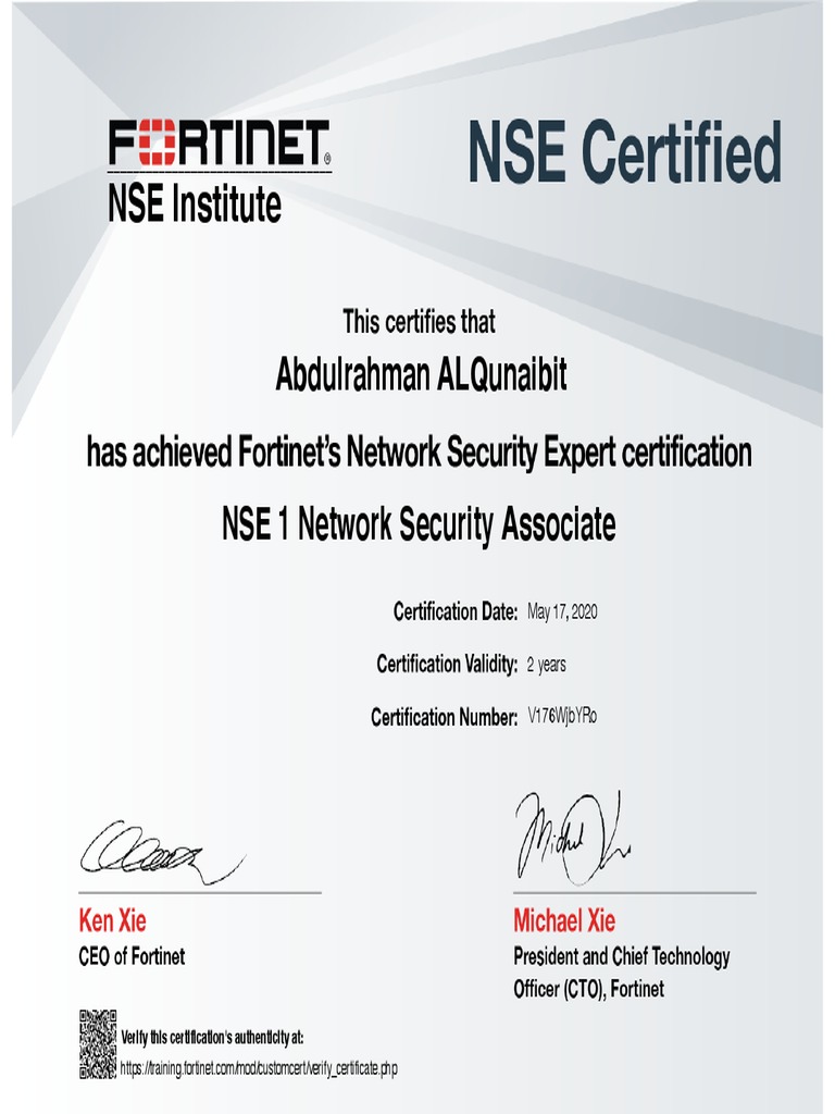 NSE Certificate Fortinet | PDF