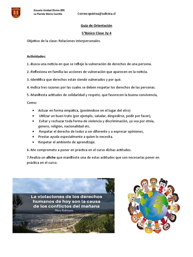 Relaciones Interpersonales en 5° Básico | PDF | Ciencias sociales