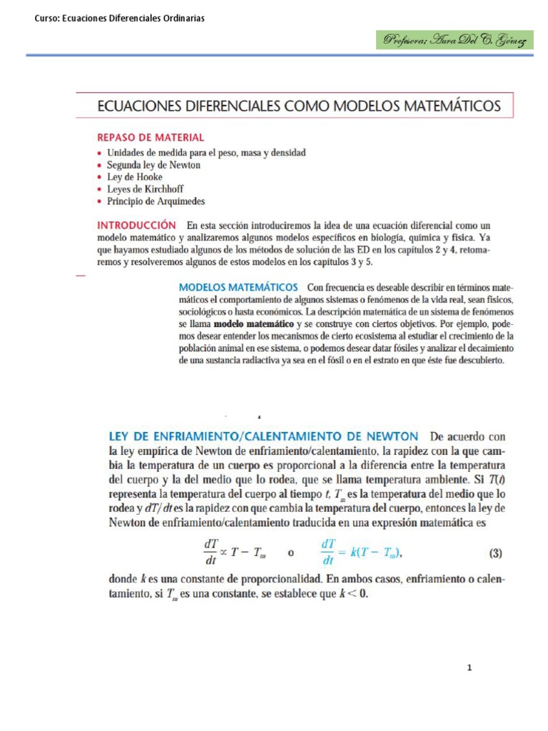 Modelos Matemáticos | PDF | Ecuaciones | Ecuaciones diferenciales