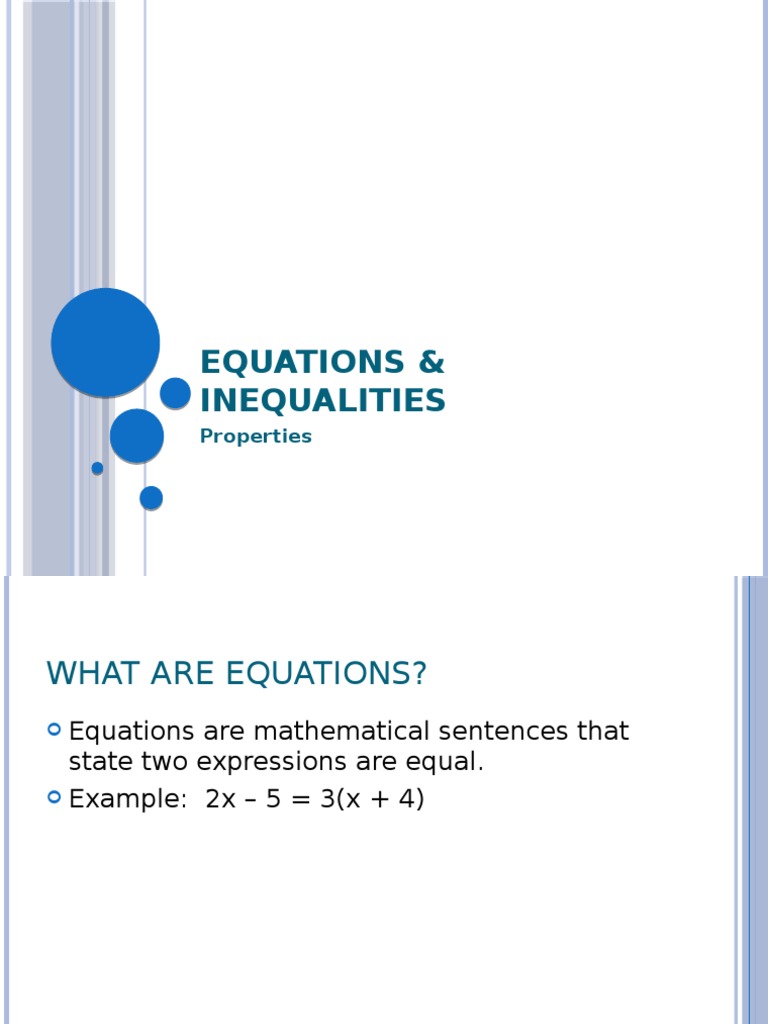 Properties of Equality and Inequality | PDF | Multiplication | Arithmetic