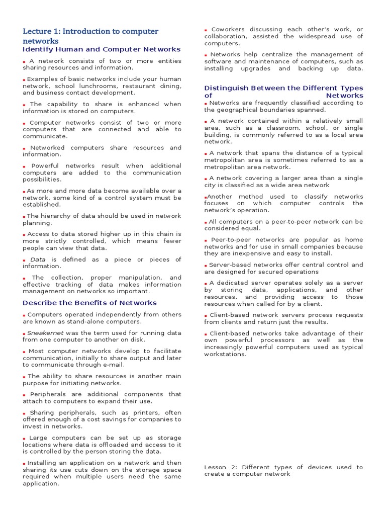 Lecture 1: Introduction To Computer Networks | PDF | Network Topology ...