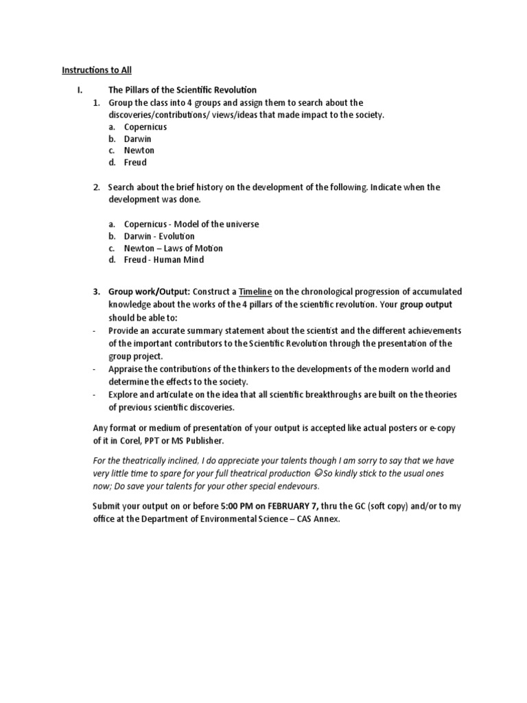 Instructions To All I. The Pillars of The Scientific Revolution | PDF ...