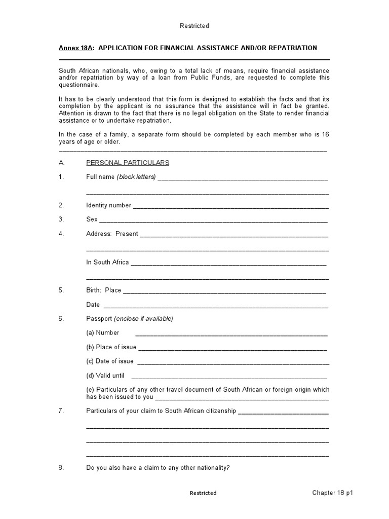 Financial Assistance FORM | PDF | Pension | Government And Personhood