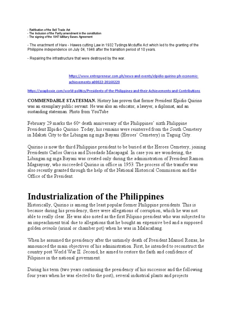 Ratification of The Bell Trade Act | PDF | President Of The Philippines ...