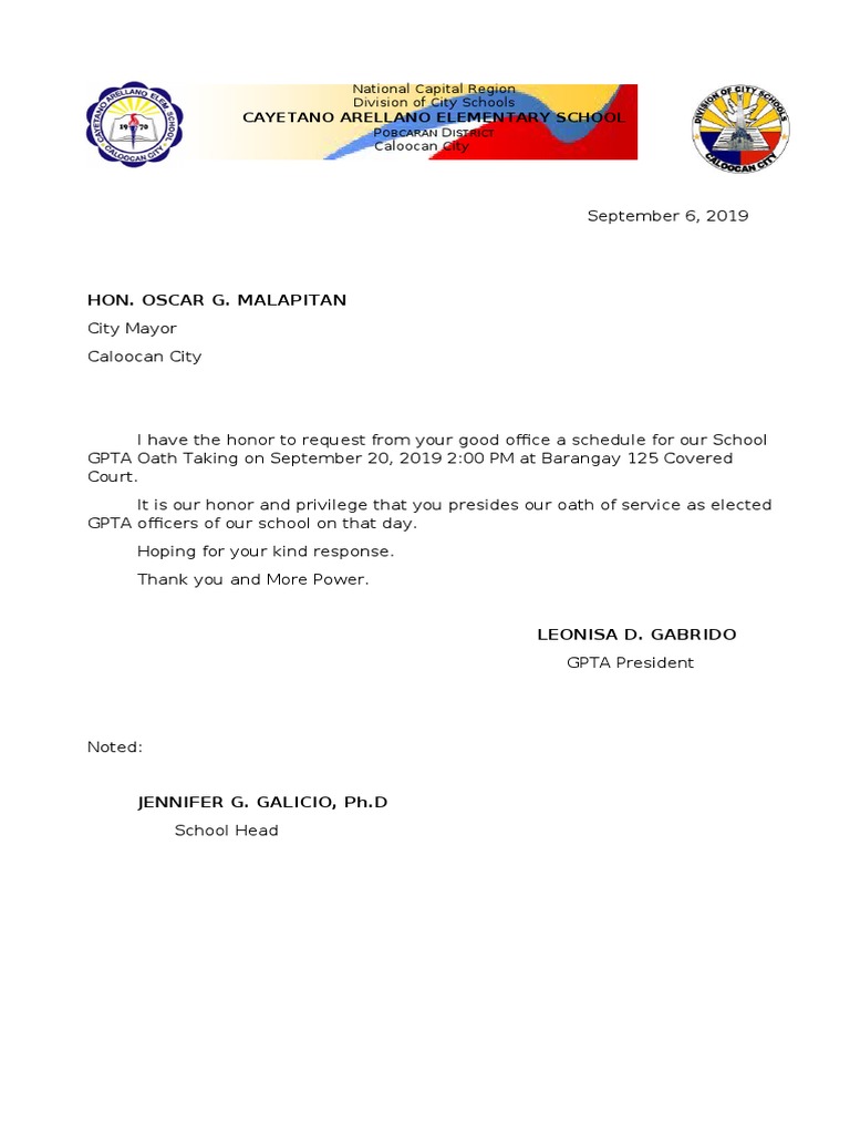 Hon. Oscar G. Malapitan: Cayetano Arellano Elementary School | PDF