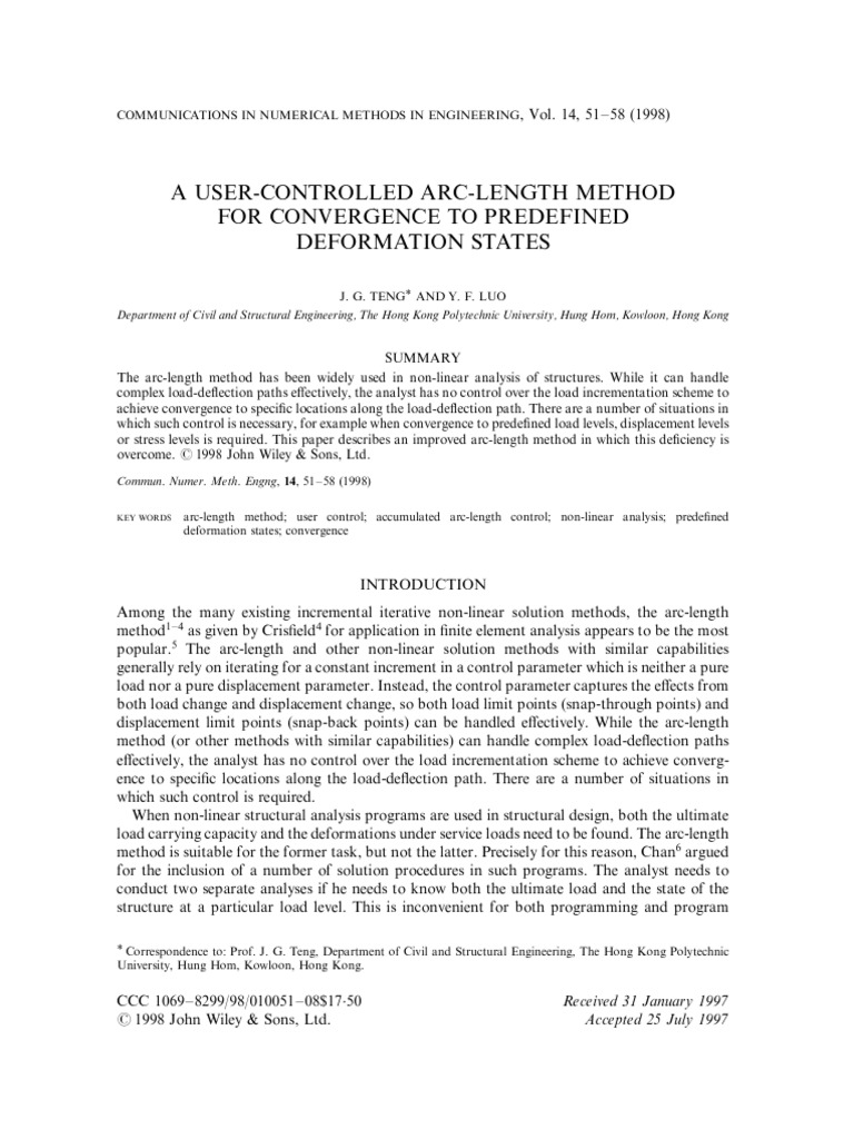A USER-CONTROLLED ARC-LENGTH METHOD For Convergence To Predefined ...