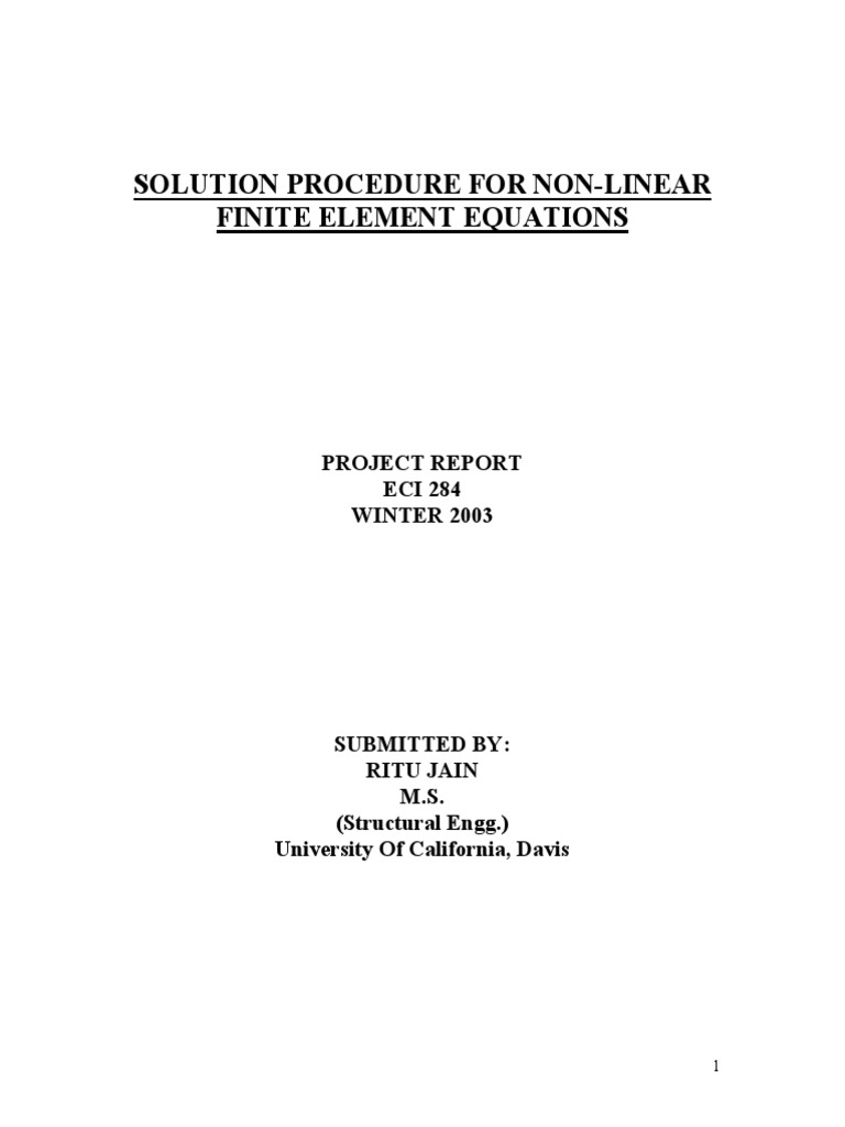 Solution Procedure For Non-Linear Finite Element Equations 2003 | PDF | Matrix (Mathematics ...