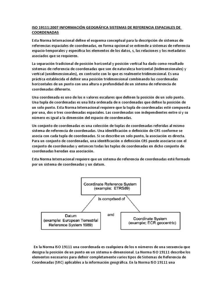 ISO 19111 - Resumen | PDF | Sistema coordinado | Norma (Matemáticas)