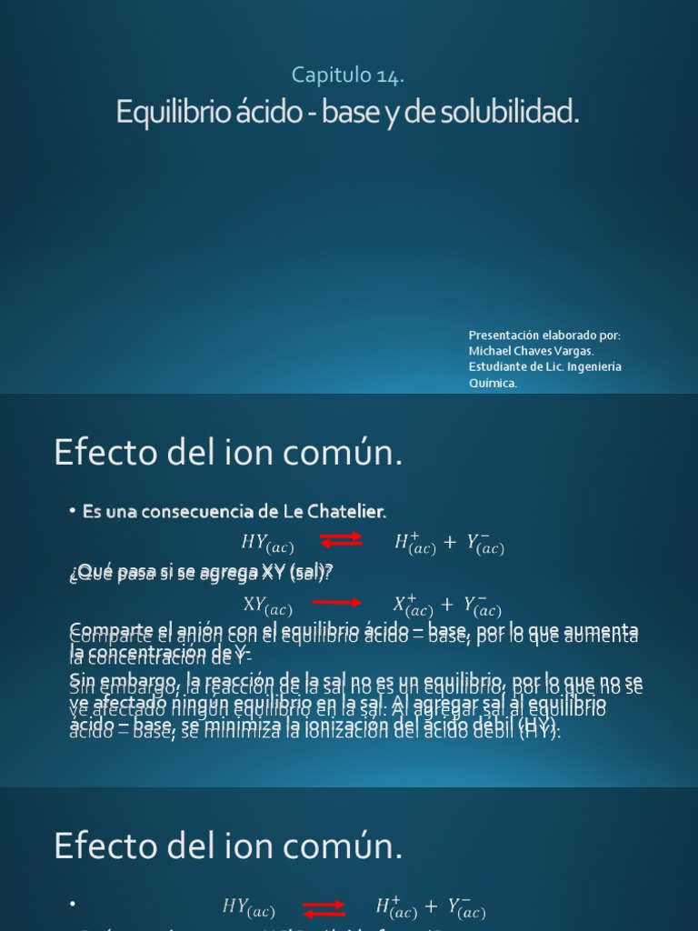 Resumen de Química. Equilibrio ácido - base y de solubilidad | PDF | Solubilidad | Solución tampón