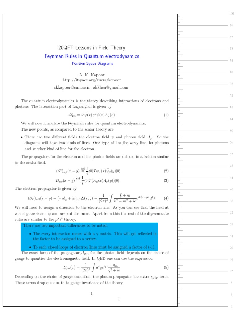 Feynman Rules in Quantum Electrodynamics: 20QFT Lessons in Field Theory ...