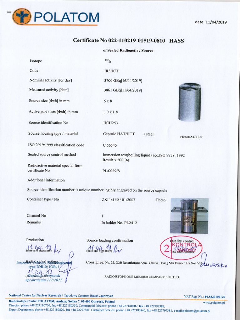 Iridium-192 Decay Table and Details | PDF | Atoms | Forms Of Energy