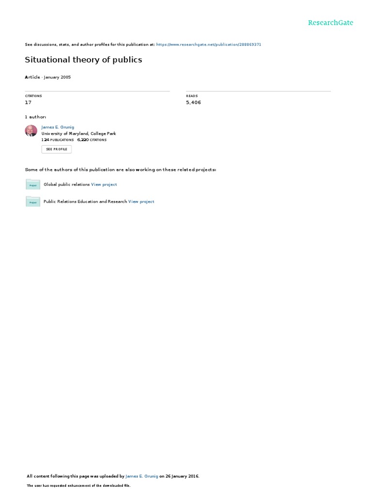 Situational Theoryof Publicsfrom Encyclopediaof PR | PDF ...