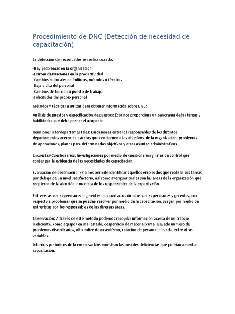 Procedimiento de DNC | PDF | Cuestionario | Cognición