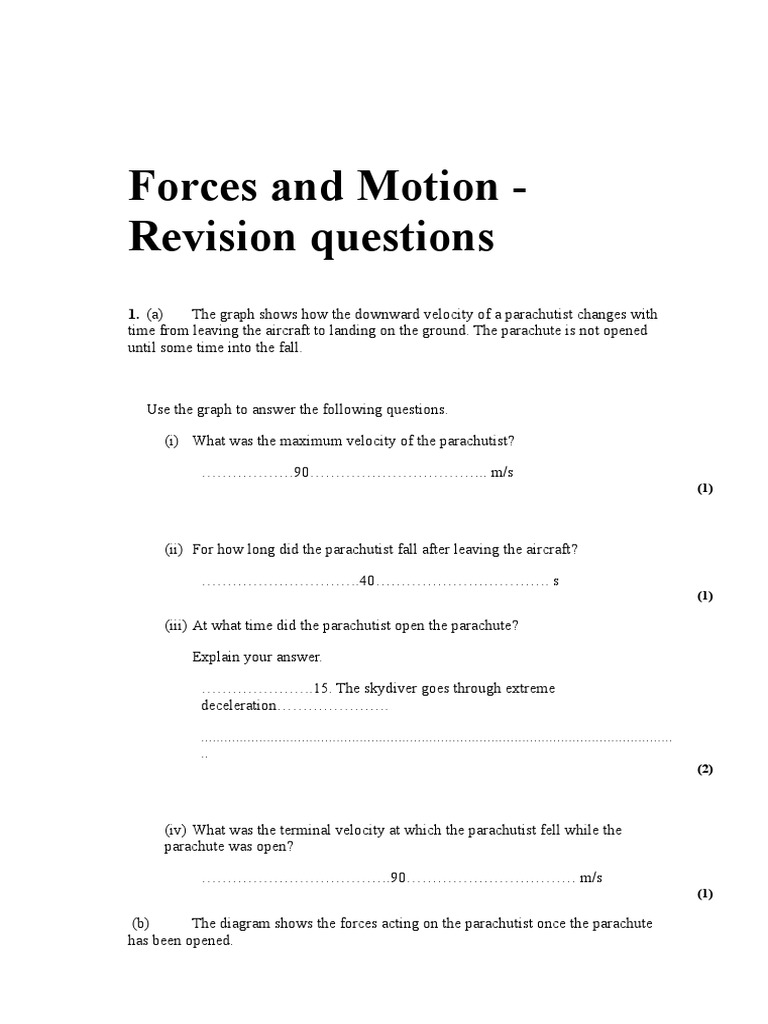 Practice Test - Forces and Motion - Triple Science Year 10 | PDF ...