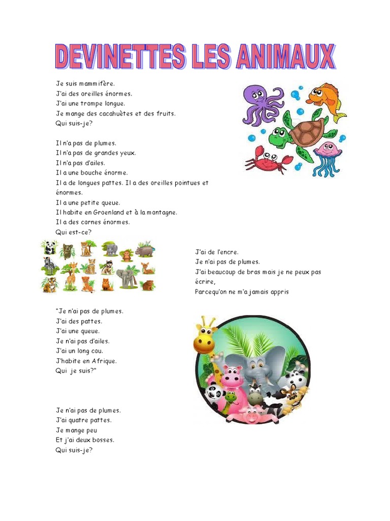 Devinettes Les Animaux | PDF | La nature