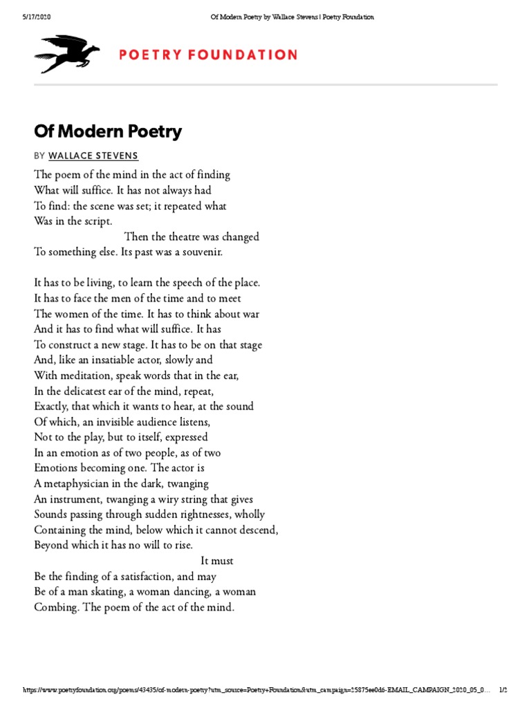 Of Modern Poetry by Wallace Stevens - Poetry Foundation | PDF | Poetry