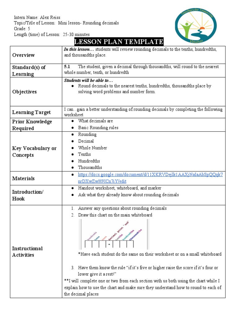 Decimal Lesson Plan | PDF | Worksheet | Lesson Plan