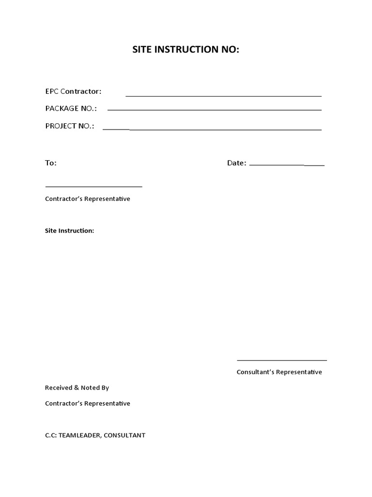 SITE INSTRUCTION Format | PDF