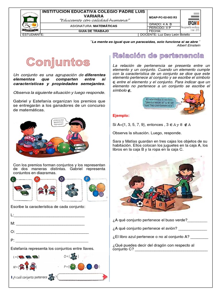 Guía de Conjuntos para Niños | PDF | Conjunto (Matemáticas) | Enseñanza ...