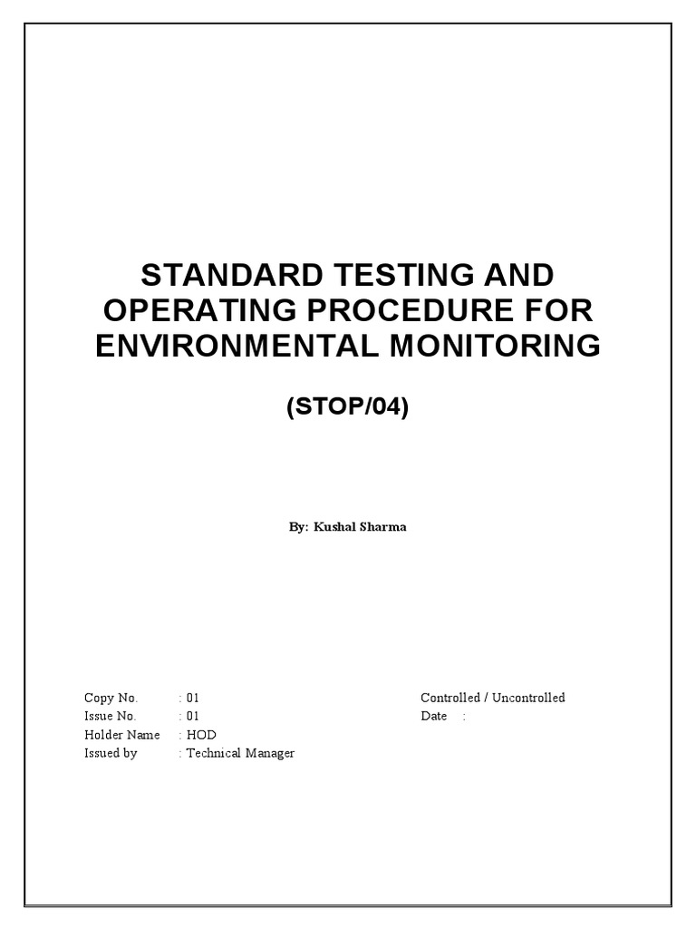 Standard Operating Procedures for Environmental Monitoring: Detailed ...