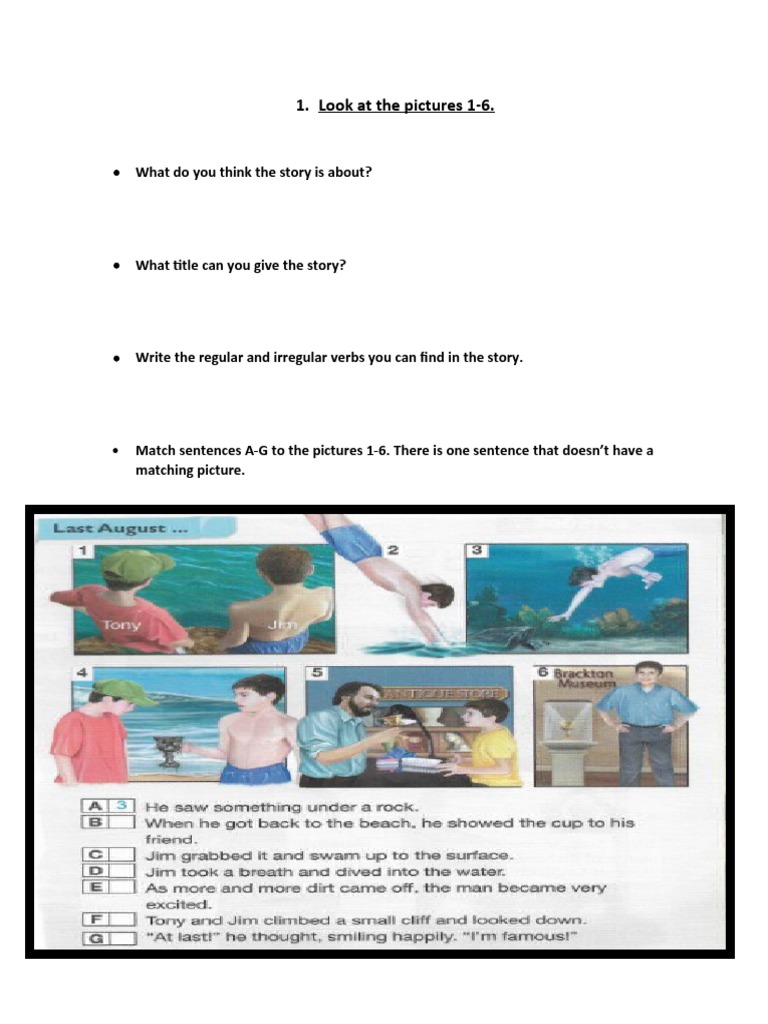 A Visual Story: Making Inferences and Identifying Verbs | PDF