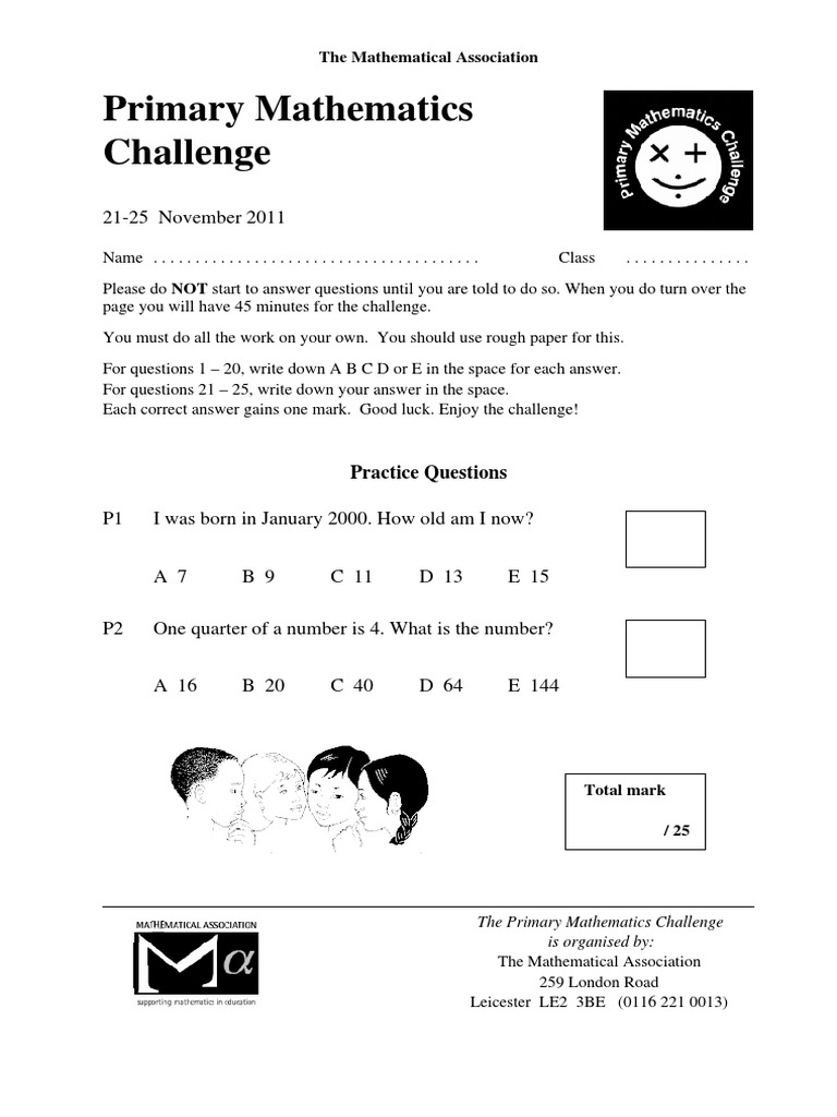 Primary Mathematics Challenge: 21-25 November 2011 | PDF | Euclidean ...